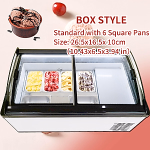 Yovtekc Countertop Gelato Display Freezer, Commercial Hard Ice Cream Showcase with 6 Square Storage Baskets, Gelato Freezer Showcase Fast Cooling with LED Light, White