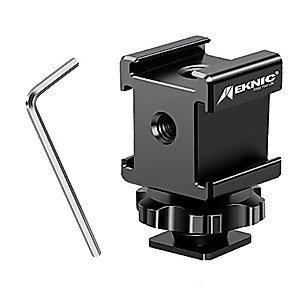 MEKNIC Cold Hot Shoe Mount Adapter Video Accessory Aluminium Alloy Triple Shoe Extension Bracket for LED Lights, Monitors, Microphones, Audio Recorder,Video Cameras or DSLR Cameras