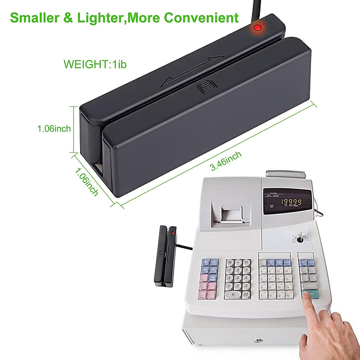 Magnetic Stripe Card Reader USB 3-Track POS Credit Card Reader Swiper Magstripe Swipe Card Reader Membership Card Gift Card Reader Access Control Card Reader Writer