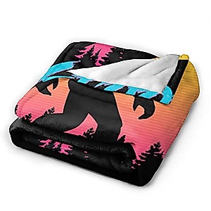 Retro 1980s Bigfoot Sasquatch Adult Kids Fleece Blanket Throw Blanket Ultra-Soft Micro Fleece Blanket for Bed Living Room 80"x60"
