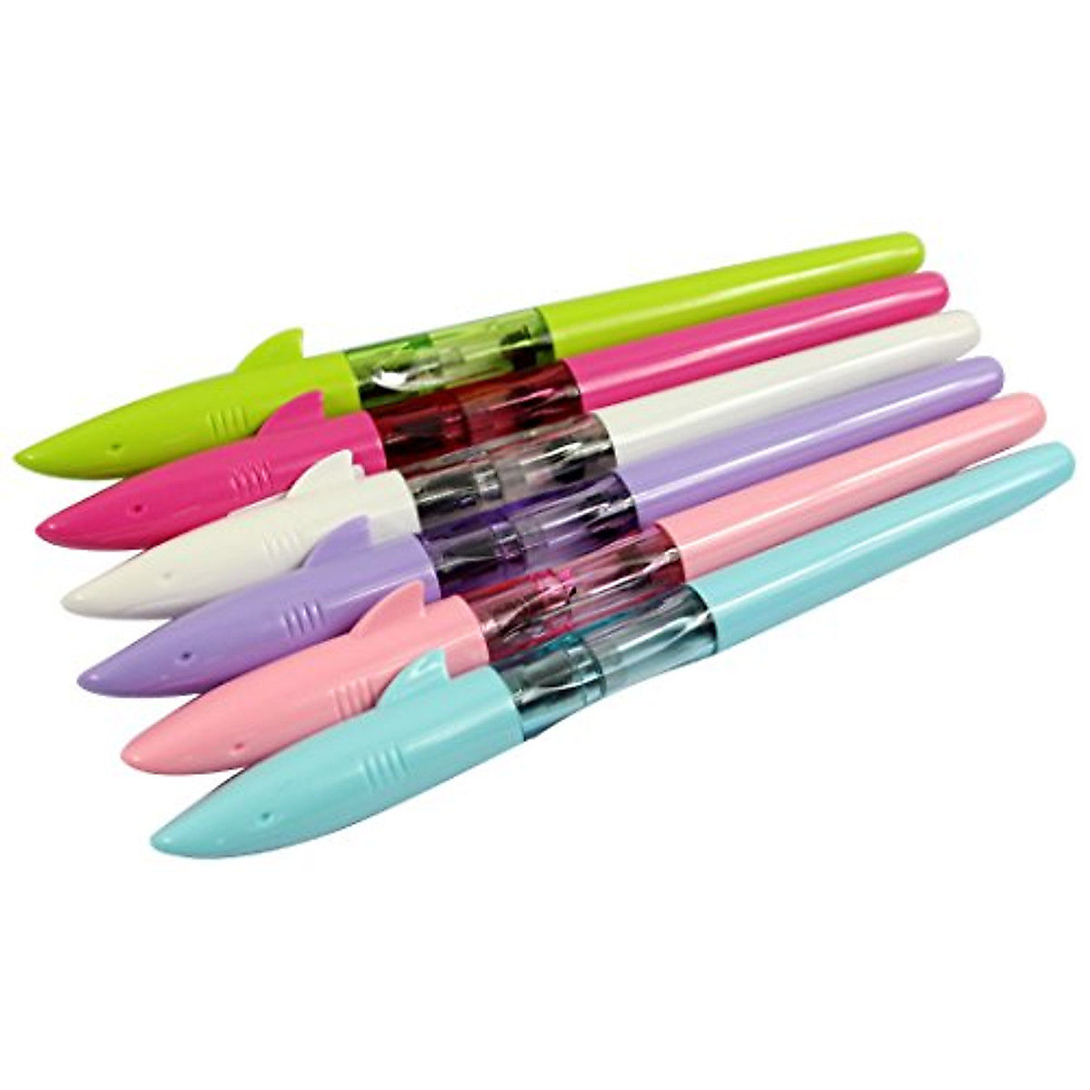 Gullor Jinhao Fountain Pen Shark Design, Fine Nib, 6 Candy Colors, 6PCS
