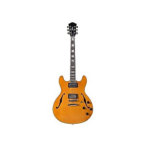 Monoprice 6 String Semi-Hollow-Body Electric Guitar, Right, Orange (610924)