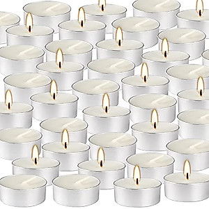 100-Pack Unscented Tea Lights Candles|4 Hour White Smokeless Tealight Candles|in Bulk Votive Little Candles for Shabbat, Wedding,Parties,Birthdays,Anniversaries