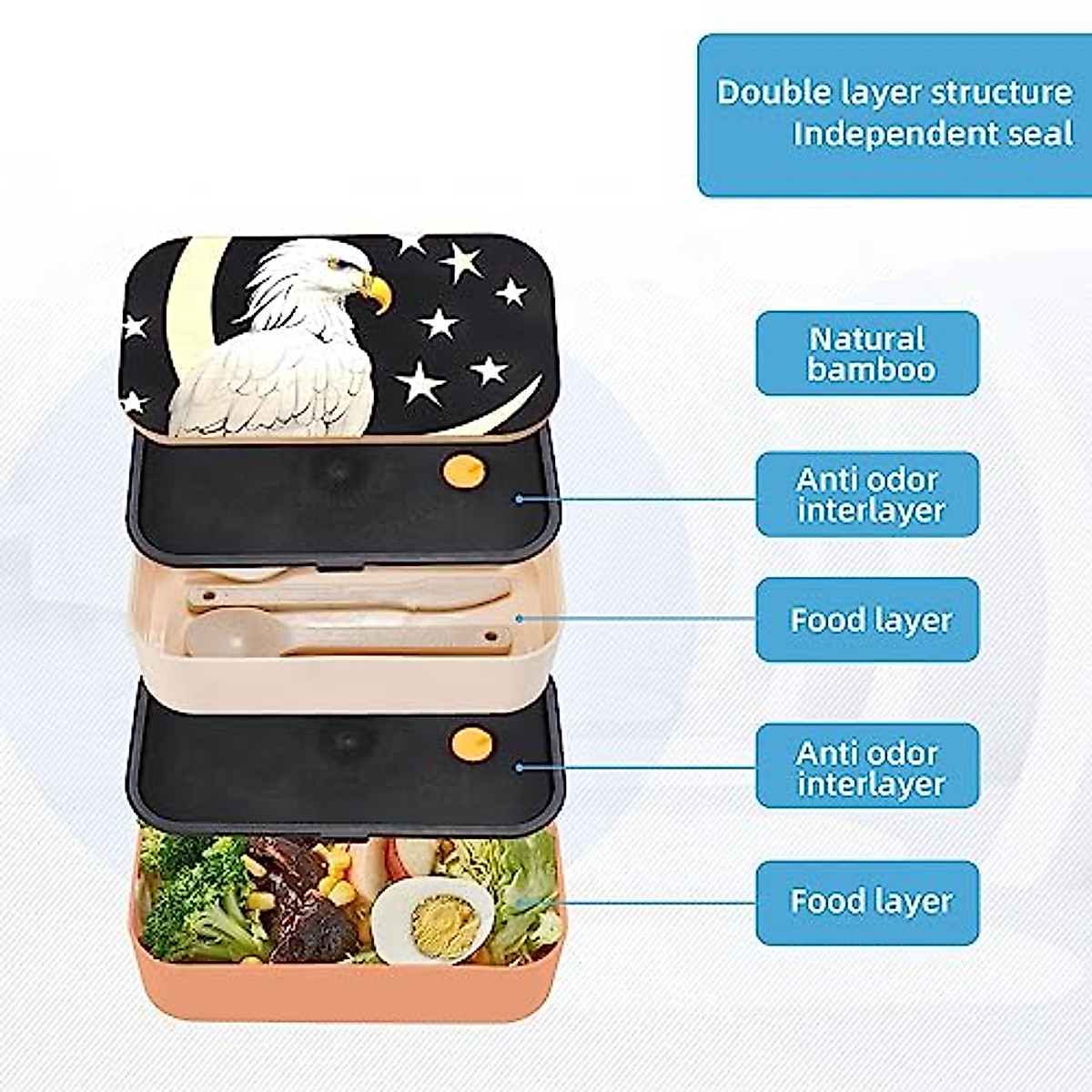 White Head Sculpture Sketch Adult Lunch Box, Bento Box, With Cutlery Set Of 3, 2 Compartments, Rectangular, Lunch Box For Adults