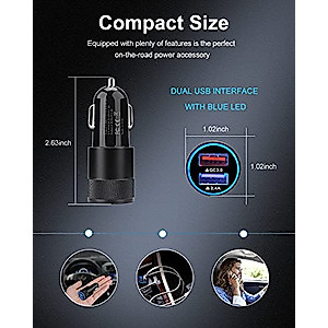 iPhone Car Charger Fast Charging for iPhone 14 13 12 Pro Max Mini SE 11Pro Max X 10 XR XS 8 Plus, 30W Dual Port Cigarette Lighter Adapter + Braided Apple Lightning Cable i Phone Charger Cord Wire 6FT