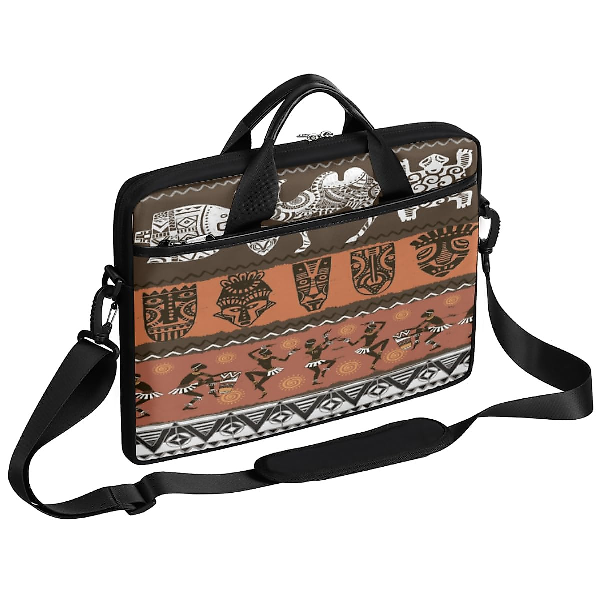 Ethnic Animals Laptop Computer Bag Waterproof Shoulder Messenger Bag 13-15 inch Durable Laptop Tote Bag with Shoulder Strap Handle Lightweight Crossbody Briefcase