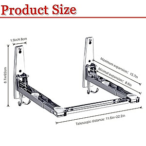 EsLuker.ly Universal Stainless Steel Microwave Oven Wall Mount Bracket with Removable Hooks, Arm Adjustable Foldable Kitchen Stretch Oven Stand Shelf Rack Load 100 lb