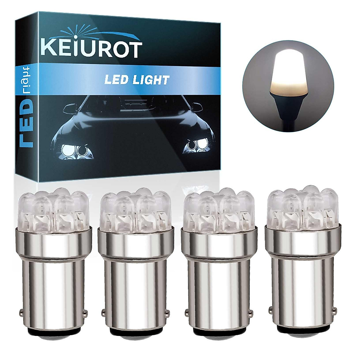 Keiurot BA15D 90 1004 Led Bulb for Boat Navigation Lights Anchor Light Stern Light, Boat Lights Bow and Stern, Marine Navigation Lights for Boats Led White DC 12V, 4Pack