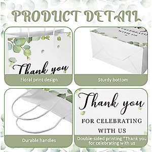 30 Pieces Wedding Welcome Bags Bulk Thank You for Celebrating with Us Paper Bags with Handles Wedding Favor Gift Bags for Guests Wedding Birthday Baby Shower Favors Supplies, 8 x 4 x 10 Inch
