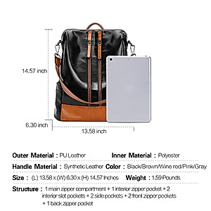 CLUCI Backpack Purse for Women Bundles with Small Crossbody Bag Leather Cellphone Shoulder