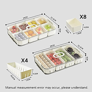TUZZAN Plastic Bento Snack Box Container with Compartment, Stackable Fridge Container with Lids and Divided Serving Tray, Storage for Food, Vegetables, Transparent, TFSC003