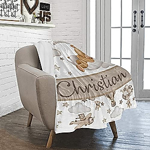 Chiside Personalized Baby Blanket with Name, Personalized Baby Blankets for Boys, Teddy Bear Blanket, Custom Baby Blankets for Girls, Personalized Baby Girl Gifts, Toddler Blankets for Boys