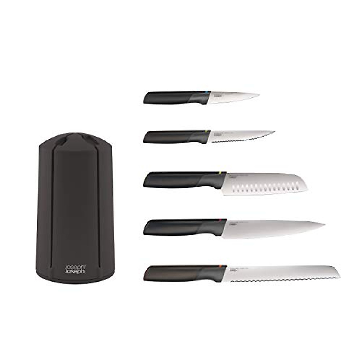 Joseph Joseph 10527 Elevate Knives Carousel Knife Set with Rotating Storage Stand, 6-piece, Black (updated)