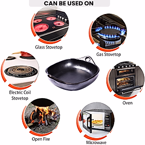 Ancient Cookware, Clay Square Roasting Chamba Pan, Small, 1 Quart