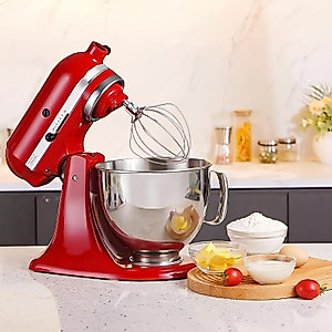 6 Wire Whisk Attachment for Kitchenaid Stand Mixer, Stainless Steel K45WW Whip Replace Attachment for 4.5-5Qt Tilt-Head Stand Mixer, For Egg Cream Stirrer, Flour Cake Balloon Whisk, Dishwasher Safe