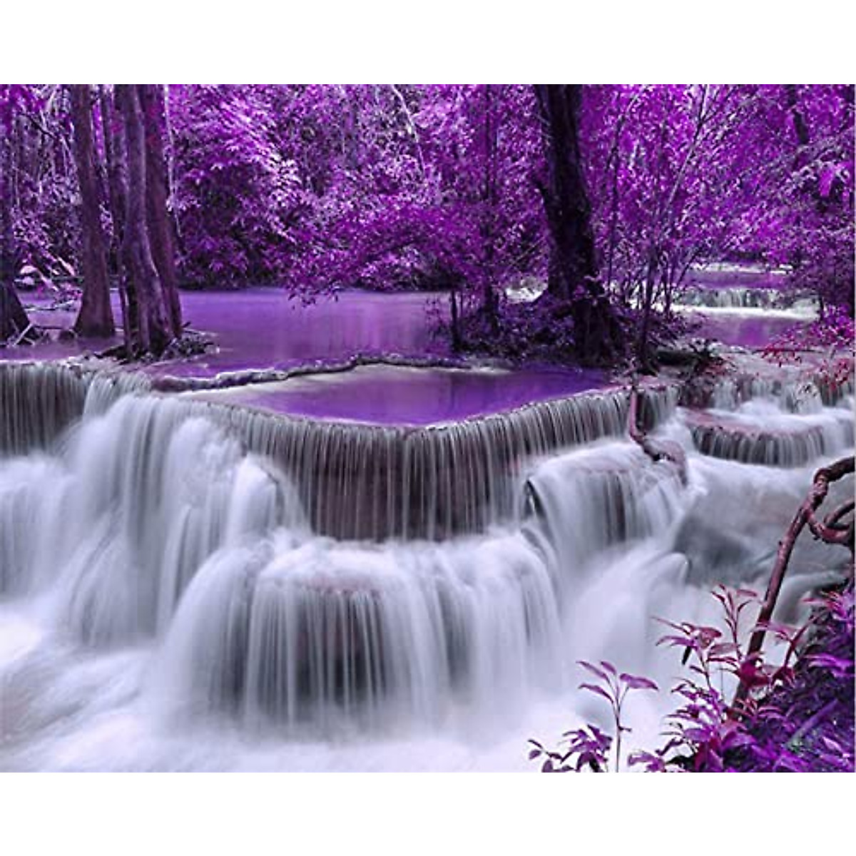LETEYO DIY Paint by Numbers Purple Waterfalls for Adults on Canvas Oil Painting by Number Kit Drawing Paintwork 16" W x 20" L