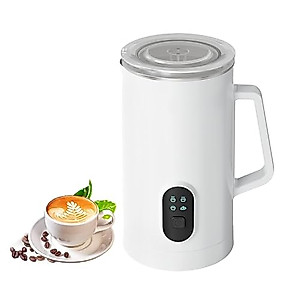 Electric Milk Frother Steamer Milk Foamer 4 in 1 Multifunctional Hot Cold Milk Foam Maker 20oz/390ml Automatic Quiet Milk Warmer Latte Cappuccinos Hot Chocolate (White)