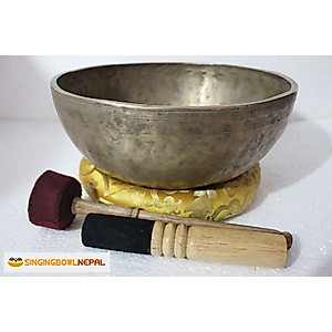 12" Old E Note Tibetan Singing Bowl, Meditation Bowl, Tibetan Bowls, Free Singing Bowl Silk Cushion, Striker and Drum Stick