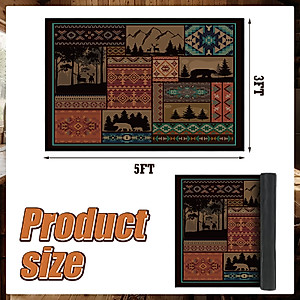 Timgle Cabin Area Rug Rustic Wildlife Area Rug Entryway Rugs, Kitchen Rugs, Bathroom Rugs. Reversible, Rustic, Country, Primitive, Farmhouse Decor(3' x 5')