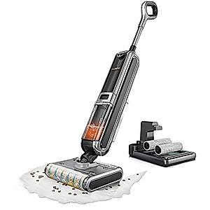 uwant X100 Cordless All in One Wet Dry Vacuum Cleaner and Mop, Double Roller Brush, Self-Cleaning, 44 Mins Long Run Time for Hard Floors ，Smart to Clean Tough Dirt and Pet Hair
