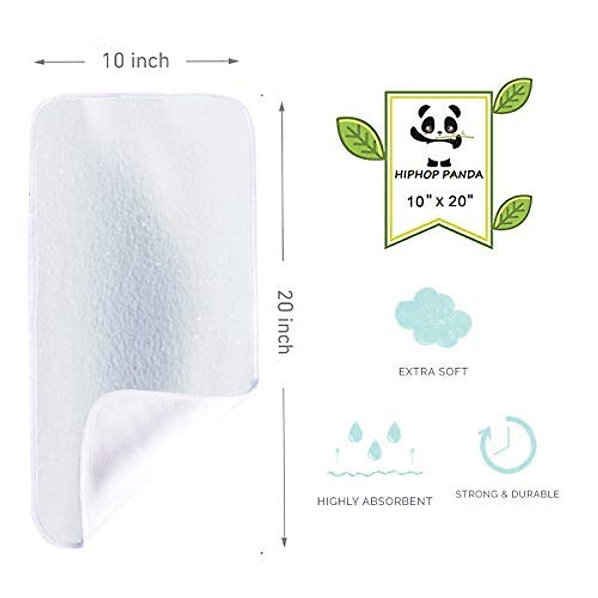 HIPHOP PANDA Baby Burp Cloths, Rayon Made from Bamboo - 500GSM Thick Ultra Absorbent Burping Cloth for Boys and Girls, Newborn Essentials Towel - Milk Spit Up Rags - Grey - 4-Pack