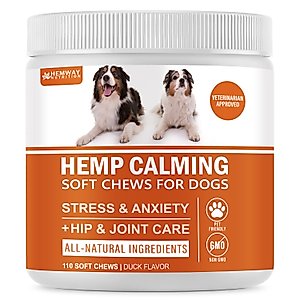 HEMWAY NUTRITION Hemp Calming Chews for Dogs - 110 Count | Duck Flavor Soft Chews - Dogs Calming Support - Vet Approved