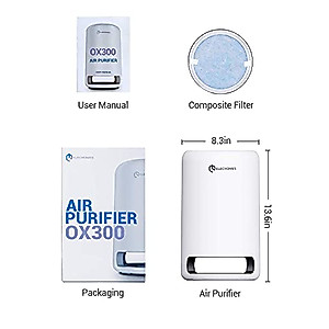 Elechomes OX300 HEPA Air Purifier for Home with 4-Stage Filtration, 12H Timer, LED Display, Night Light, 100% Ozone Free, Quiet Air Cleaner for Dust, Pet Dander, White