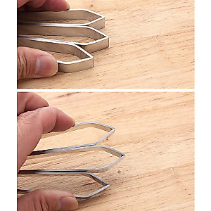 3 Pcs Fish Bone Tweezers Handmade Precision Tweezers for Kitchen Restaurant Home Flat Tip Pig Hair Removal Tool