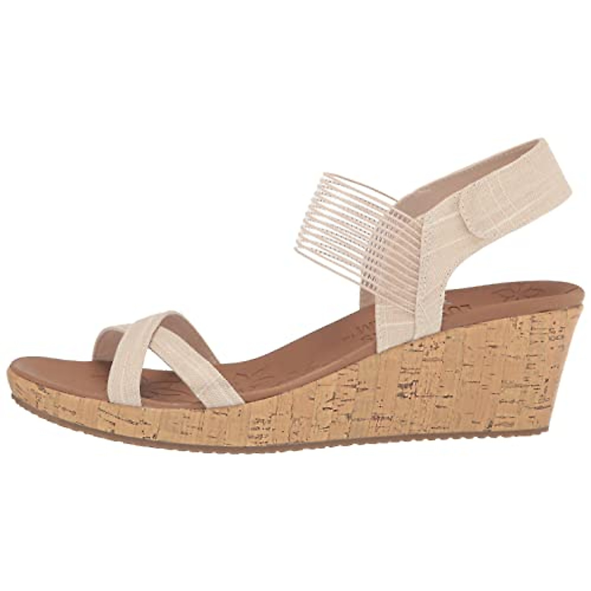 Skechers Women's Cork Wedge Sandal, Natural, 6