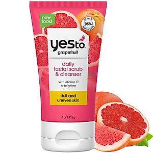 Yes To Grapefruit Daily Facial Scrub & Cleanser, Exfoliating & Restoring Cleanser That Enhances Skins Radiance, With Antioxidants, Lemon Balm Extract, & Vitamin C, Natural, Vegan & Cruelty Free, 4 Oz