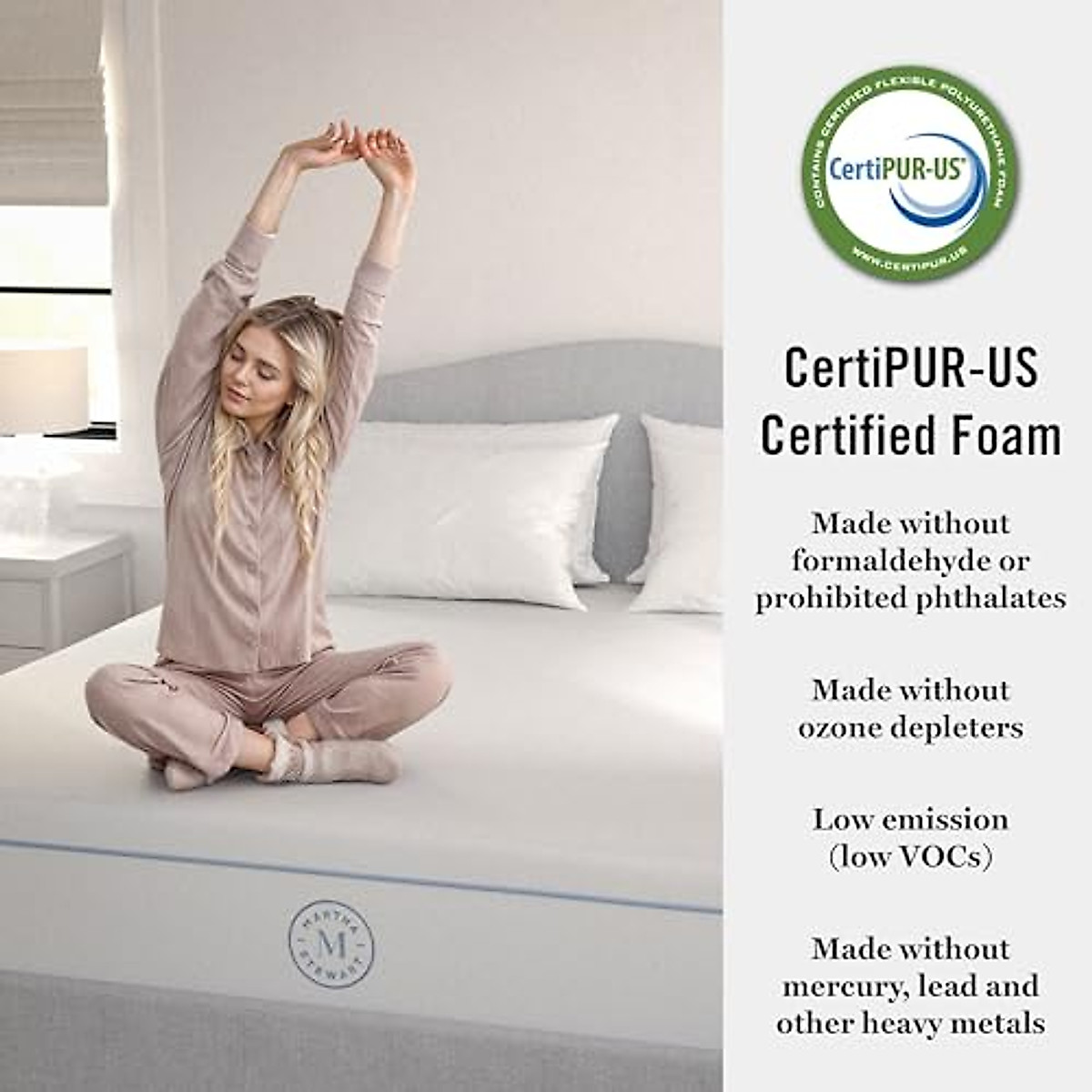 Martha Stewart SleepComplete Queen Mattress in a Box, Medium-Firm Pocket Spring and Foam Hybrid Mattress, Dual-Action Cooling, 5-Zones, Coolweave Cover,12", White