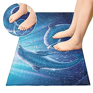 Fluffy Floor Carpet-Dolphin Blue Ocean Summer，39x20in Front Door Mat Indoor Machine Washable Carpet,Aesthetic Rug