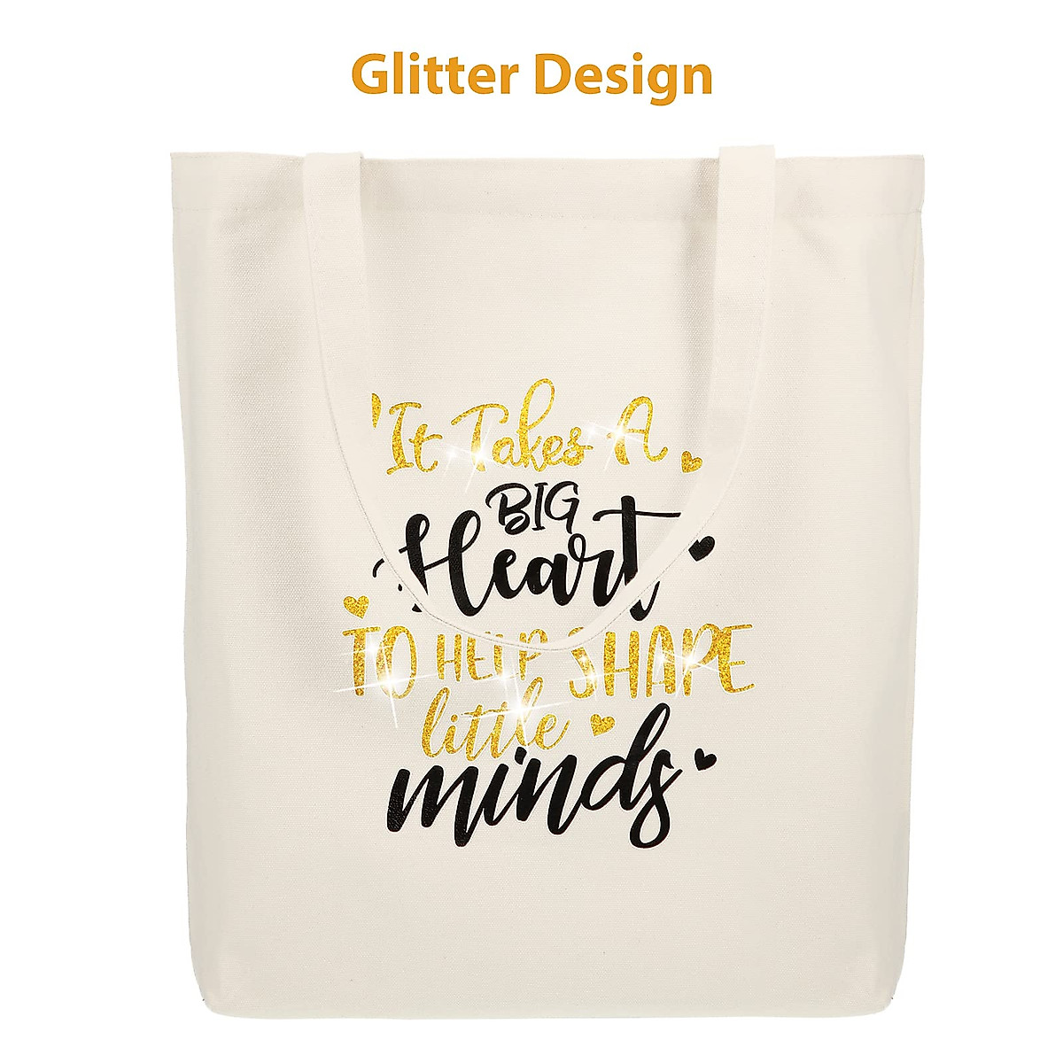 Xuniea 6 Pcs Teacher Appreciation Gifts for Women Graduation Tote Canvas Shopping Bags with Pocket (Simple Style)