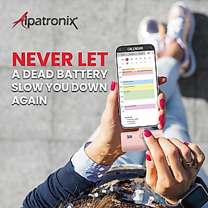 Alpatronix MFi Certified Mini Portable Charger for iPhone 5000mAh LCD Display Fast Charging Power Bank Compatible with iPhone 14 13 12 11 X 8 7 6 Series with Carrying Case - PX100 (Pink)