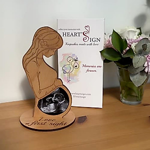 Heart's Sign Baby Ultrasound Photo Frame - Expecting Mom Gift for Pregnant Friend | Pregnant Wife Gifts From Husband | Sonogram Frame Gift for Pregnant Women (Natural Wood - 7.8x4.7'')