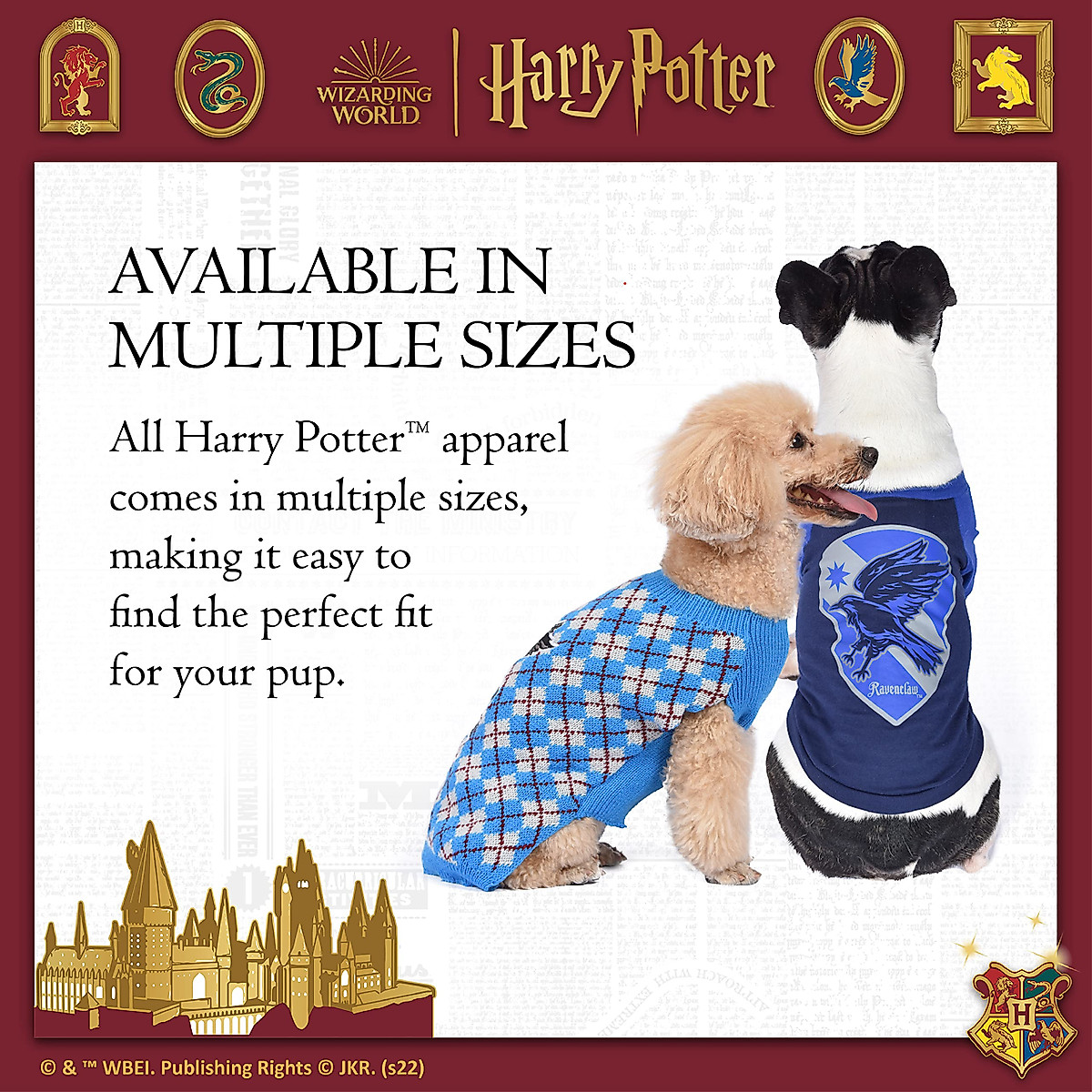 Harry Potter: Ravenclaw Pet Sweater - Medium | Medium Harry Potter Costumes for Dogs| Harry Potter Dog Apparel & Accessories for Hogwarts Houses, Ravenclaw Blue