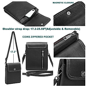 KINOUCHI Small Crossbody Cell Phone Purse for Women - PU Leather Shoulder Handbag Wallet Mini Messenger Bag for Teen Girls Gift