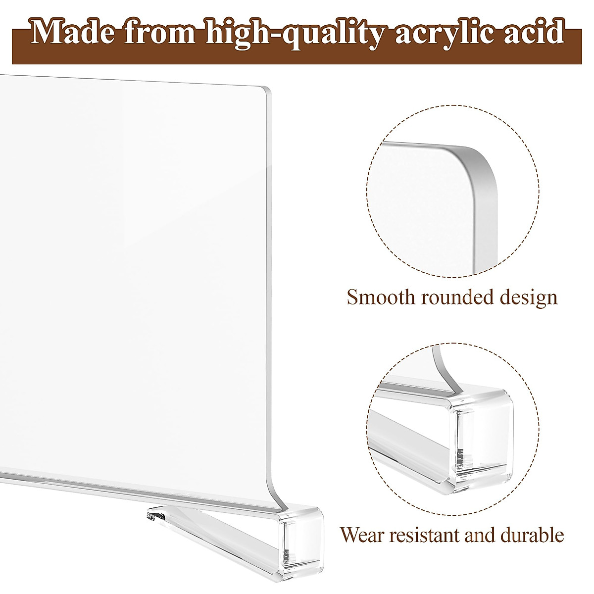 Nisorpa 12 Pcs Shelf Dividers for Closet Clear Acrylic Shelf Divider Tall Organizer for Sweater Shirts Purse Handbags Bookshelf Separators for Organization Bedroom Kitchen Office Shelving