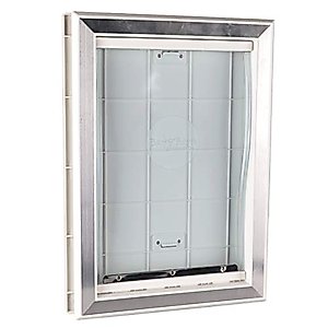BarksBar Large Plastic Dog Door with Aluminum Lining and Soft Vinyl Flap, 2-Way Security Locking Slide Panel, Telescoping Frame - Large 10.5 by 15 inches Flap Size, White