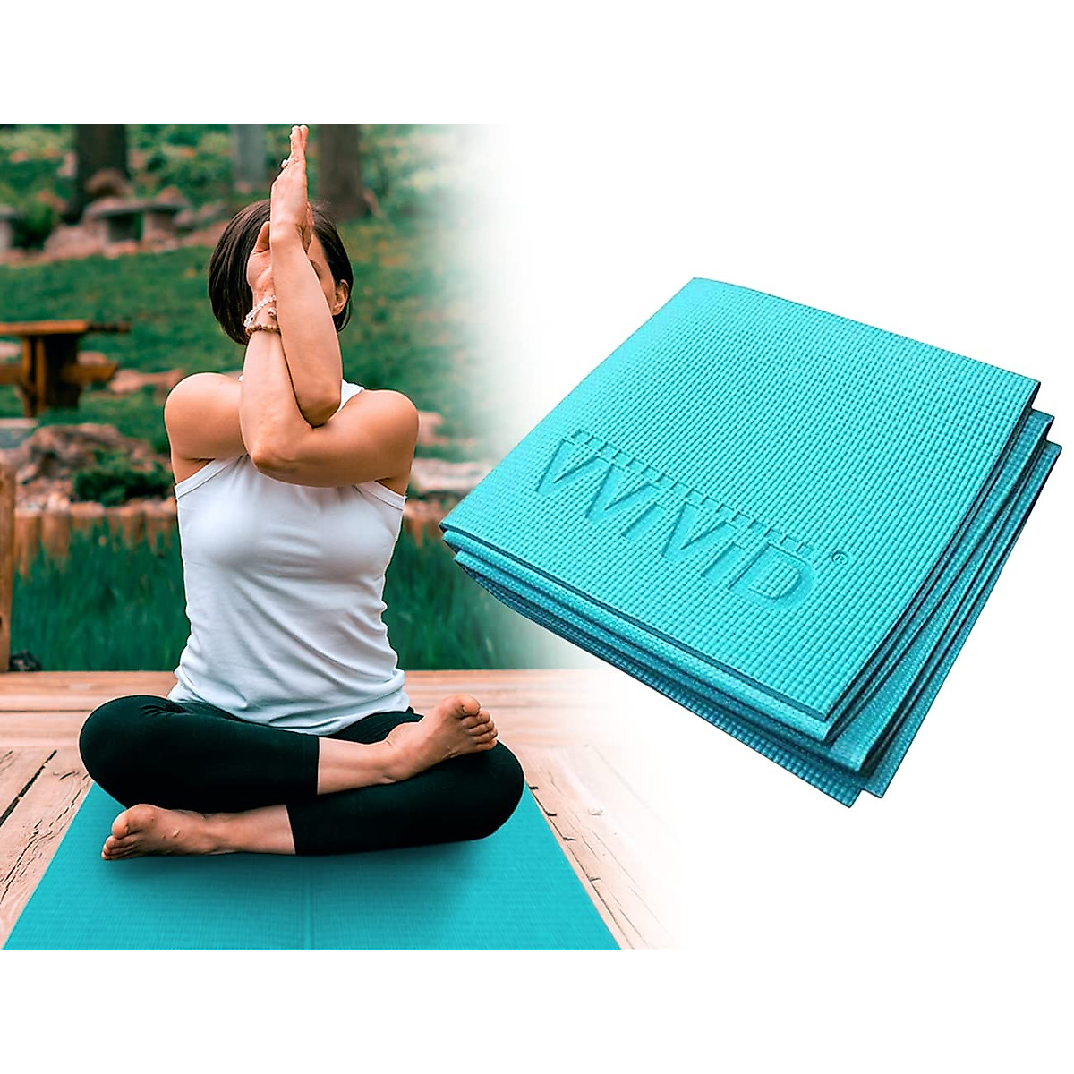 VViViD Foldable Thick Pvc Padded Square Tile 6 Feet x 2 Feet Workout And Yoga Mat Blue