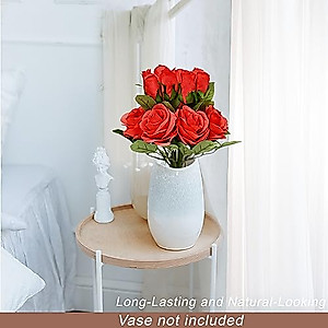 Softflame Artificial/Fake/Faux Flowers - Roses with 2 Blooms Red 10PCS for Wedding, Home, Party, Restaurant