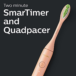 Philips One by Sonicare Rechargeable Toothbrush, Shimmer, HY1200/05 with Philips One by Sonicare, 2 Brush Heads, Shimmer, BH1022/05