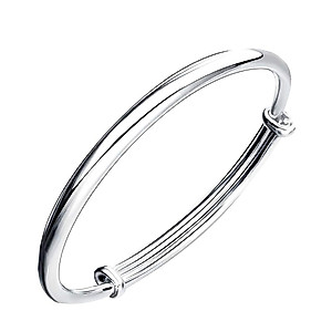 SOSUO Fashion Women Jewelry Solid 925 Sterling Bangle Bracelet Gift, Silver, (9inch)