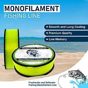 Reaction Tackle Monofilament Fishing Line- Strong and Abrasion-Resistant Nylon Mono Fishing Line, Freshwater and Saltwater Fishing Line Hi Vis Green 25/600