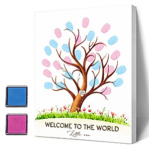 Baby Gender Reveal Fingerprint Tree, Gender Reveal Party, Baby Shower Guest Book Party Ideas, Guess the Gender, Baby Shower Guest Book with Ink Pad