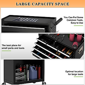 DUSACOM 8-Drawer High Capacity Rolling Tool Chest, Removable Cabinet Storage Tool Box with Wheels and Drawers, Detachable Toolbox with Lock for Workshop Mechanics Garage (Black)