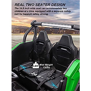 OTTARO 24V Ride on Cars 2 Seater, Electric Cars Vehicles for Adults and Kids, 4WD Ride on UTV Truck w/Remote Control, 25" Spacious Seat, 2 Safety Belts, Bright Light, Music Player,Bluetooth（Green）