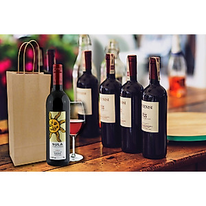 SAM WRAP Wine Bags Kraft Bags, for Wine Spirits 5.75" x 3.25" x 13" Gift Bags, Kraft Bags (50)