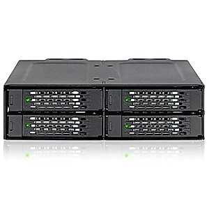 ICY DOCK ToughArmor MB699VP-B V3-4X U.2 NVMe PCIe 4.0 SSD to SFF-8612 OCuLink (According to SFF-9402 Rev 1.1) Removable Frame Metal Black (Compatible with Tri-Mode Cards)