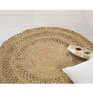 GRUHUM Round Jute Area Rug 3ft Natural Fiber Collection Handwoven Boho Charm Farmhouse Jute Area Rug Soft Braided Rug for Indoor Outdoor Kitchen Bedroom Living Hallways Enterways